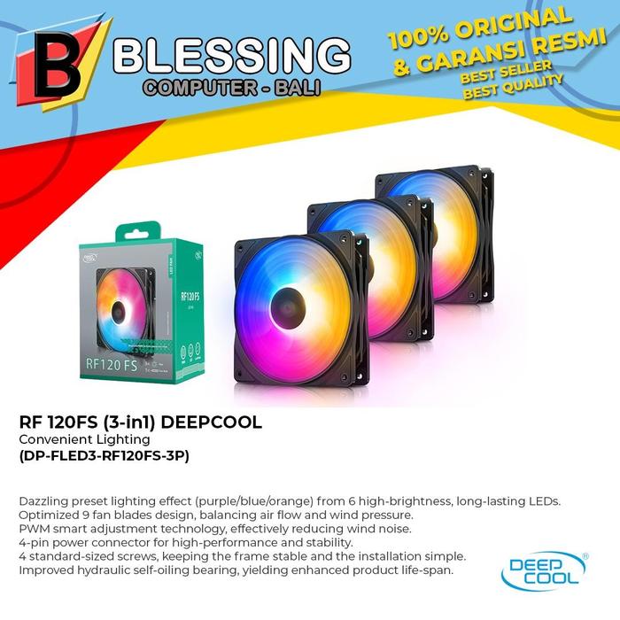Jual Fan Casing DEEPCOOL RF 120 FS 3X FAN RGB (DP-FLED3-RF120FS-3P ...
