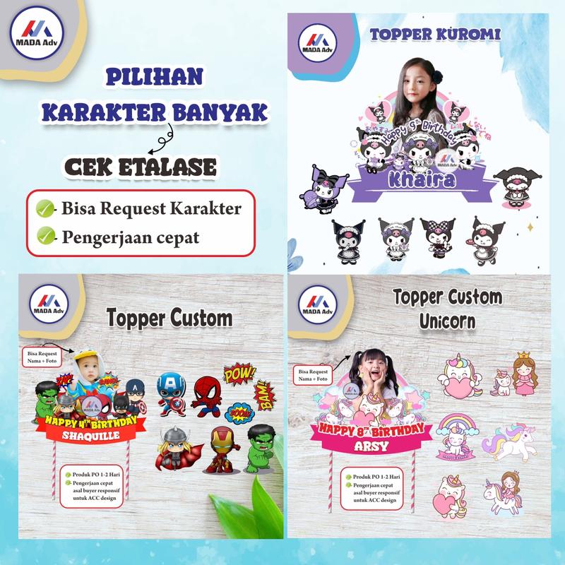 Topper Ulang Tahun 1/ Topper Kue Custom / Topper Kue Nama & Foto - Shop ...