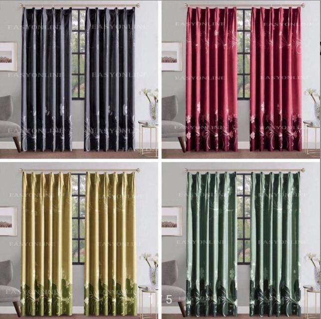 Langsir/Curtain Murah Hook Rod Cangkuk Pattern Semi Blackout Curtain ...