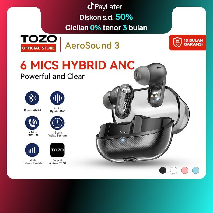 Promo (New launch)Tozo AEROSOUND3 Smart 6 mics Hybrid ANC + AI 4 Mics ...