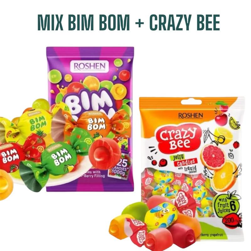 MIX 2 in 1 : ROSHEN CRAZY BEE SOFT CANDY WITH FRUIT JUICE FILLING ...