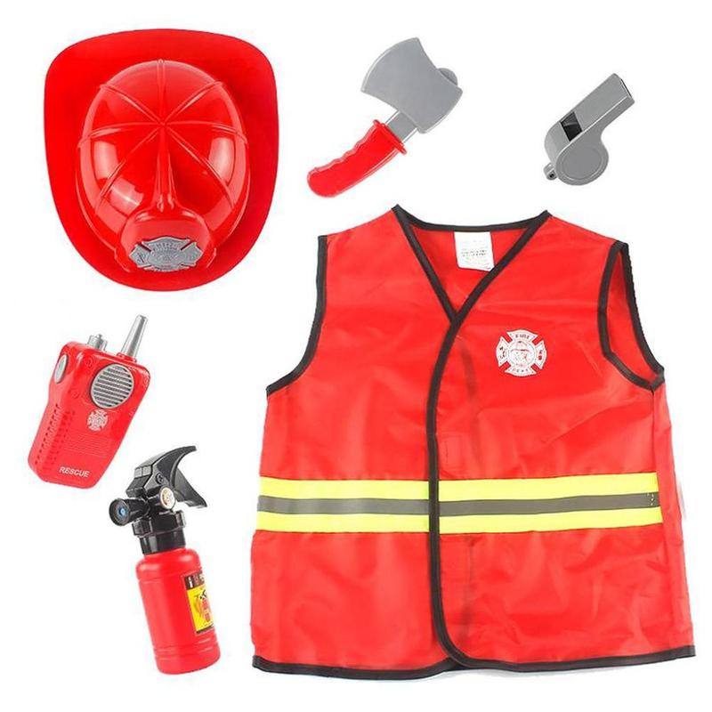 Kids Fireman Costume Role Play Set,Kids Fire Chief Costume, Pretend ...
