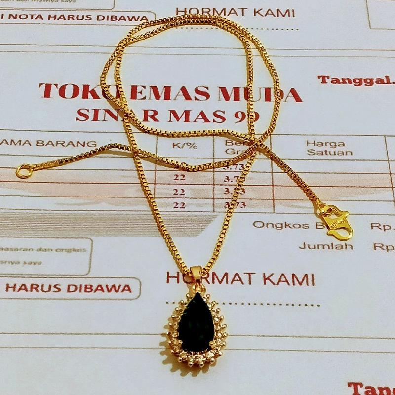 kalung emas motif itali liontin mata hijau bersertifikat resmi dari ...