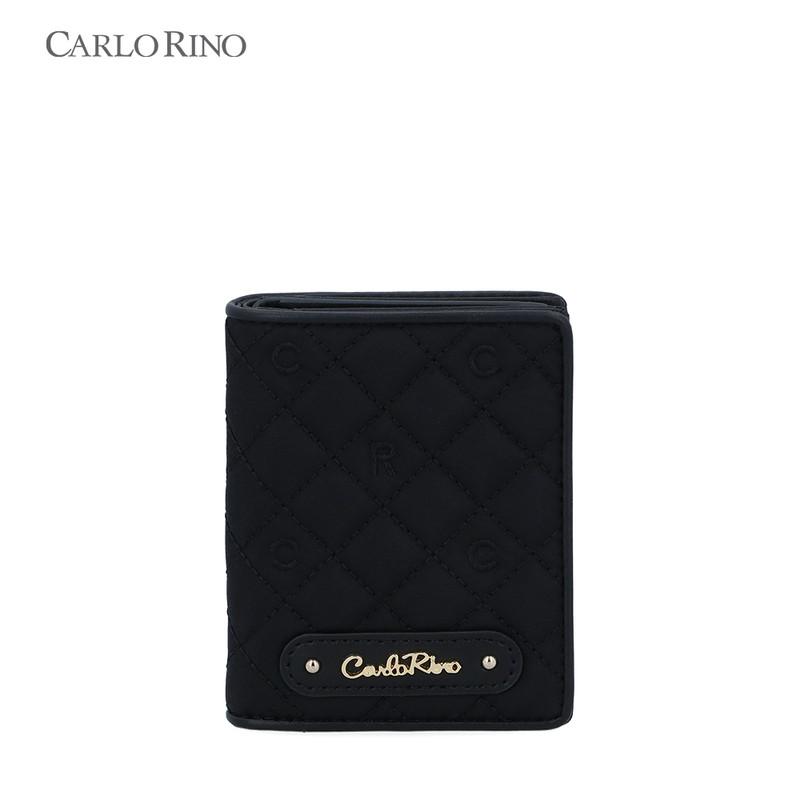 Carlo Rino Black CR Embroidered Quilt 2-Fold Wallet - TikTok Shop Malaysia