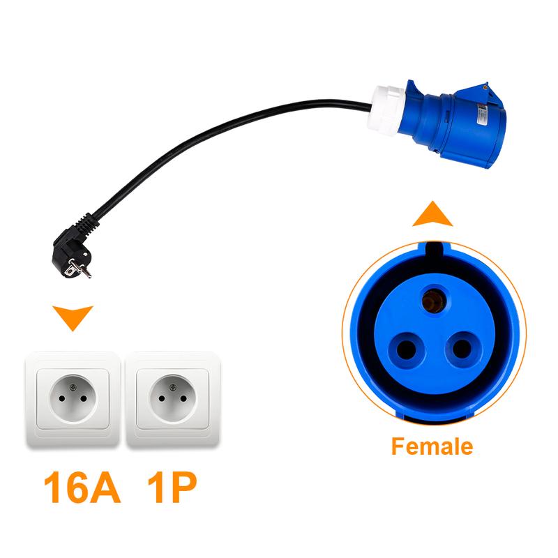 IPENGEN EV Charger CEE Female Plug 3 Pins Adapter Waterproof Connection ...