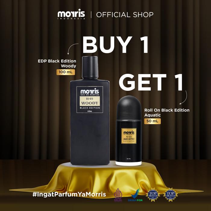 Promo [BUY 1 GET 1] Morris Perfume Pria Elegant Wangi Black Edition ...