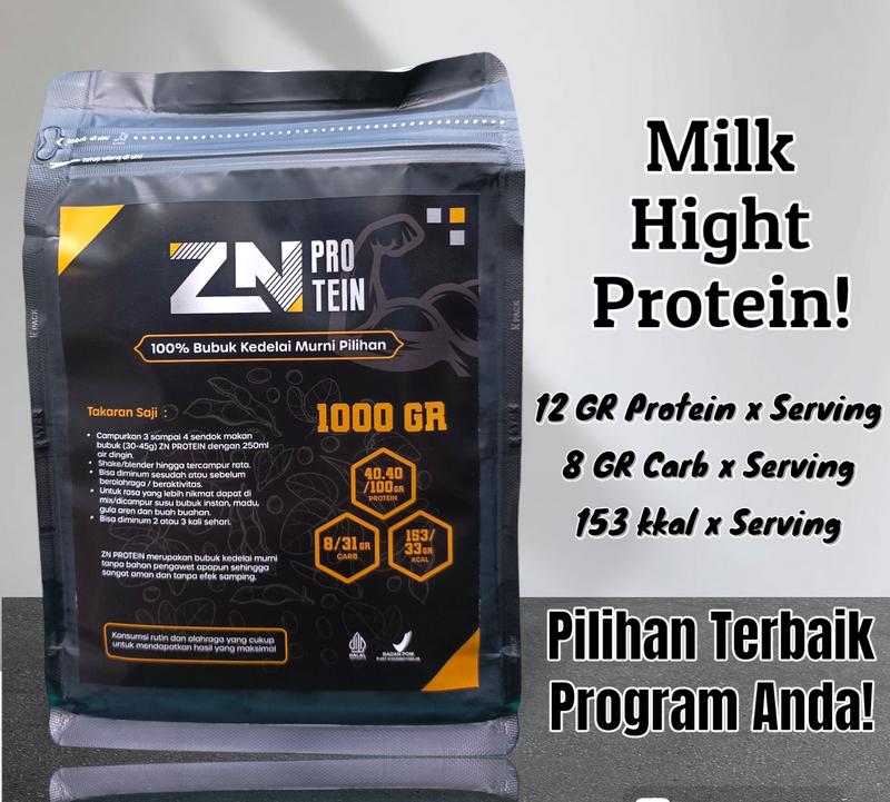 Whey ZN PROTEIN Susu Tinggi Protein Kedelai Murni Premium Suplemen Otot ...