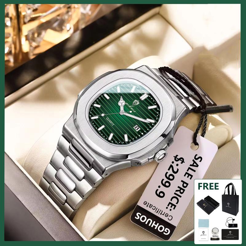 Jam Tangan Persegi Mewah, GOHUOS, Untuk Lelaki dan Wanita, Kalis ...