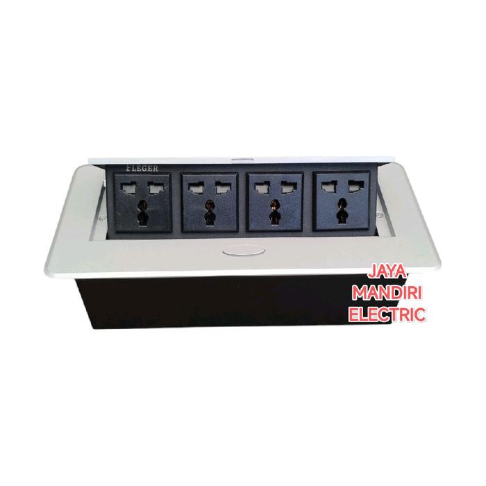 Jual STOP KONTAK MEJA FLIP POP UP 4 STOP KONTAK UNIVERSAL 3 PIN PUTIH ...
