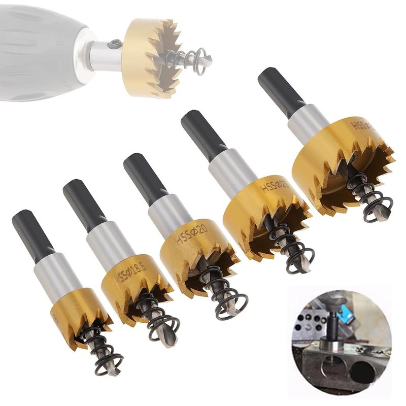 5PCS HSS Drill Bit Hole Saw Tooth Set Stainless Steel Metal Alloy ...