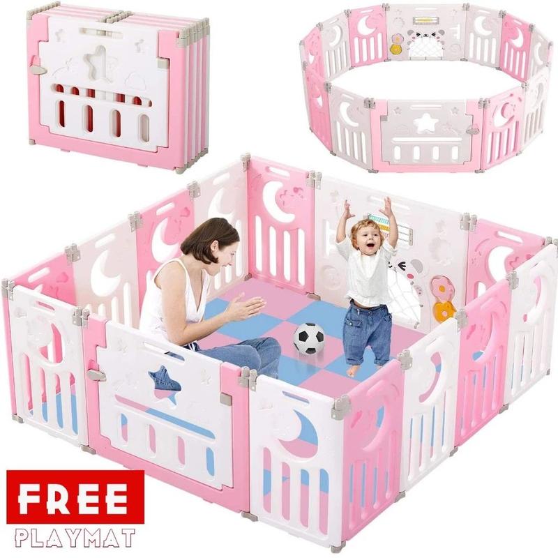 【Mini Gifts】Foldable Baby Playard Extendable Baby Fence Playpen ...