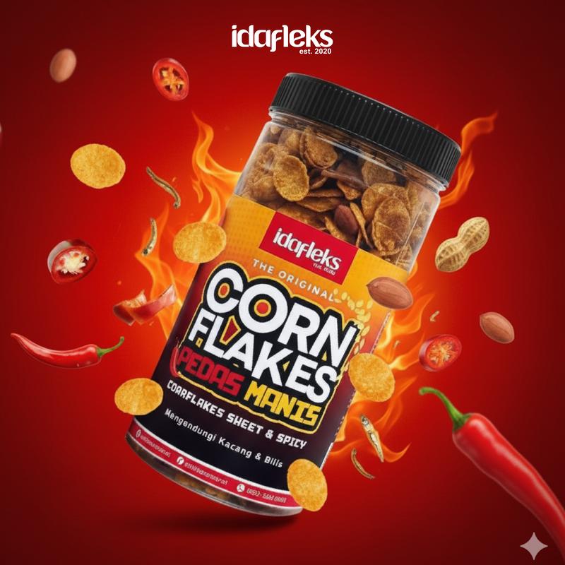 Cornflakes Pedas Manis 160g - Snek Jagung Berkualiti Tinggi Dengan ...