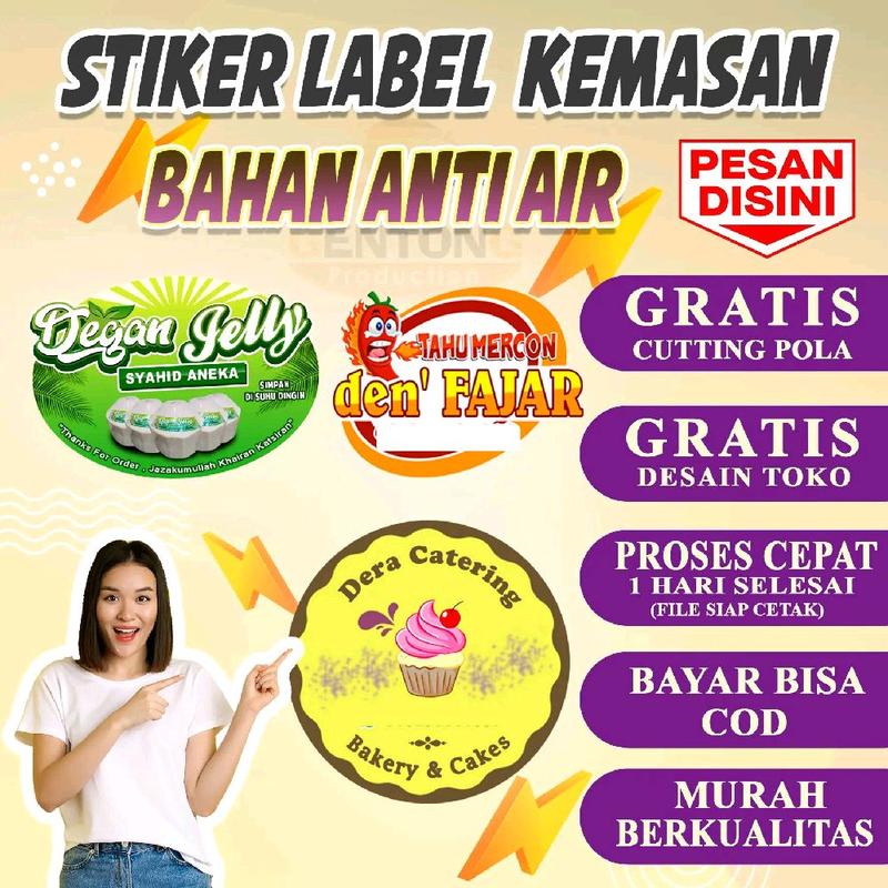 Cetak Stiker +Cutting bontak A3+ Cetak Sticker Label Stiker umkm ...
