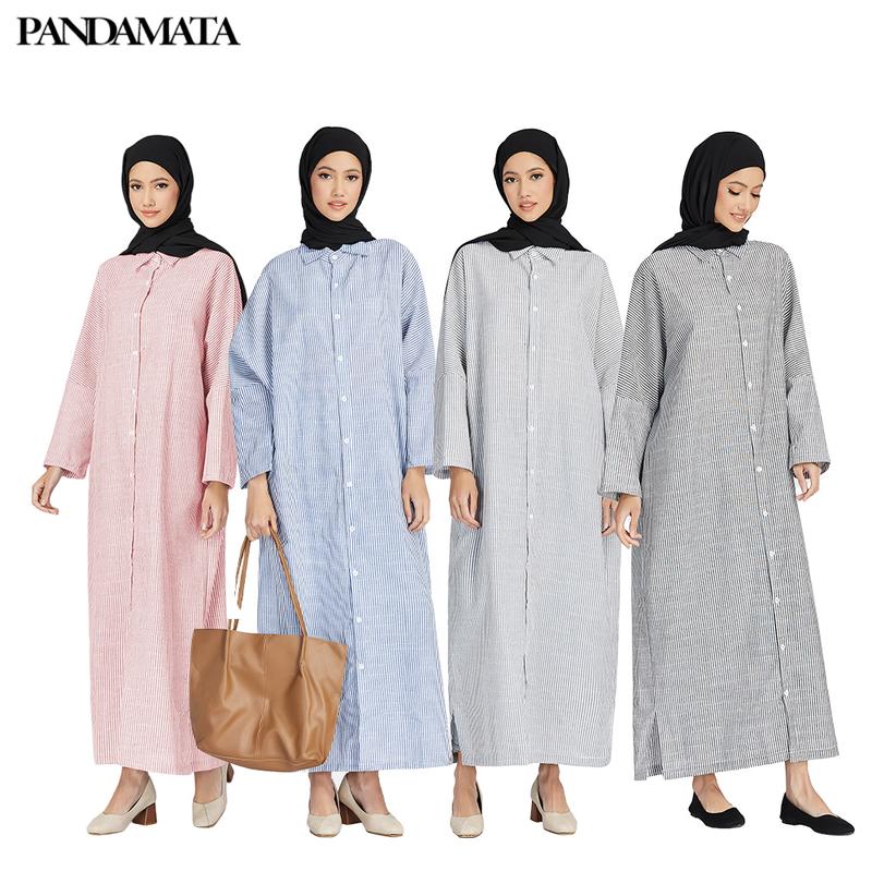 Gaun Panjang Bergaris Baju Labuh Perempuan Baju Jalur Panjan - TikTok ...
