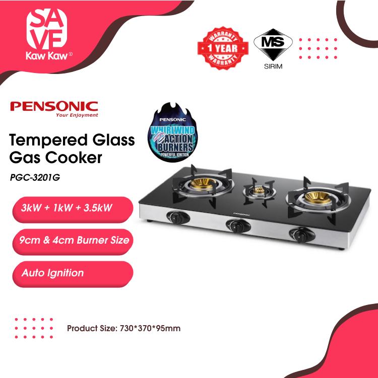 Pensonic 3 Burner Dapur Gas Tempered Glass Gas Cooker (PGC-3201G ...