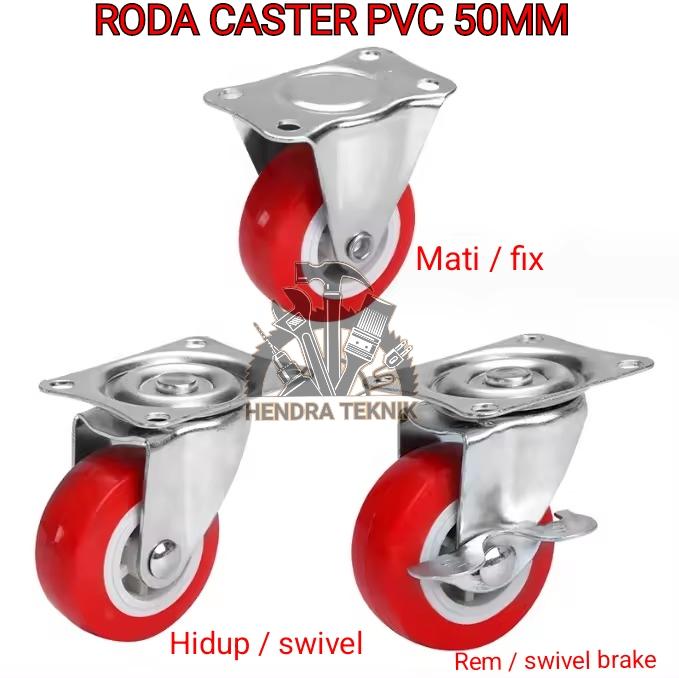 RODA CASTER PVC HIDUP / MATI / REM 50MM RODA LEMARI 2 IN ROD - Shop ...