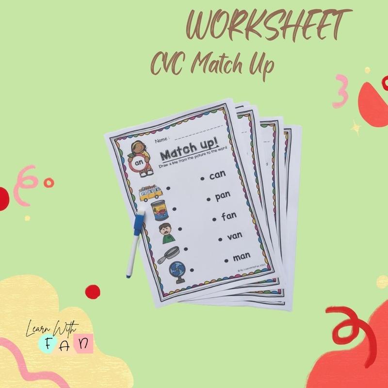 LearnWithFan • Worksheet CVC Match up - Shop | Tokopedia