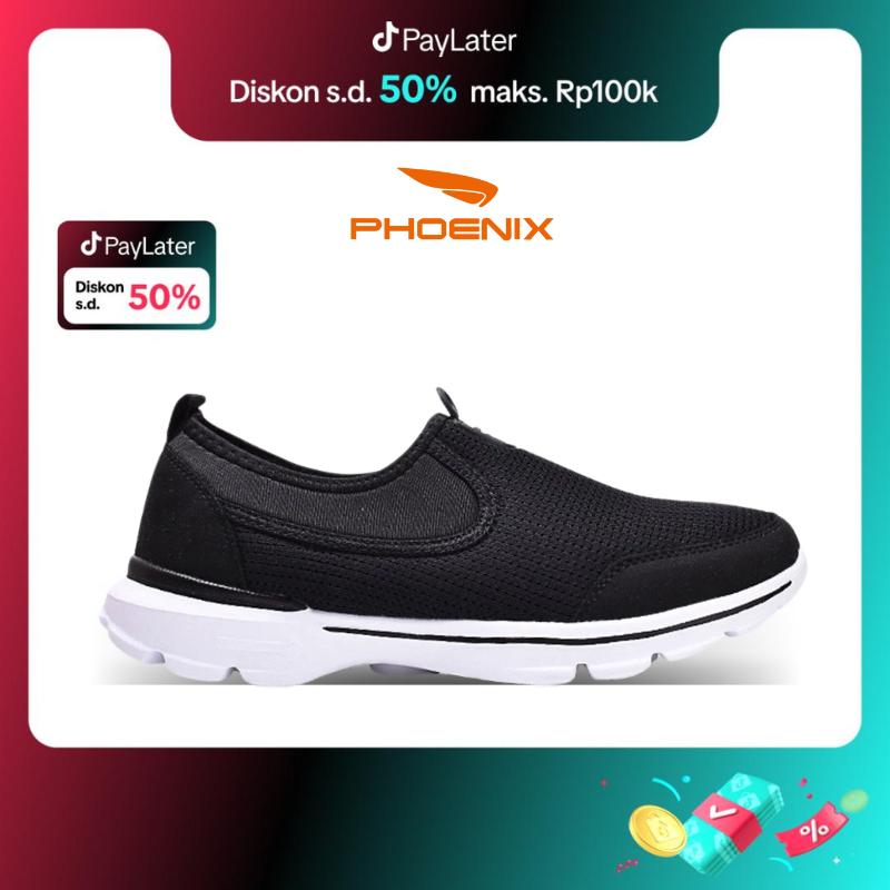 Phoenix Denzel Sepatu Slip On Pria - Black White Kasual Shoes - Shop ...