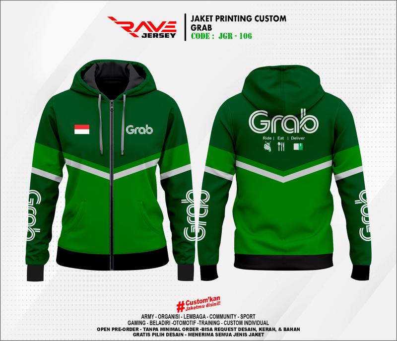 JAKET KURIR GRAB SESI 2 FULL PRINTING SUBLIMATION CUSTOM (DESAIN - Shop ...