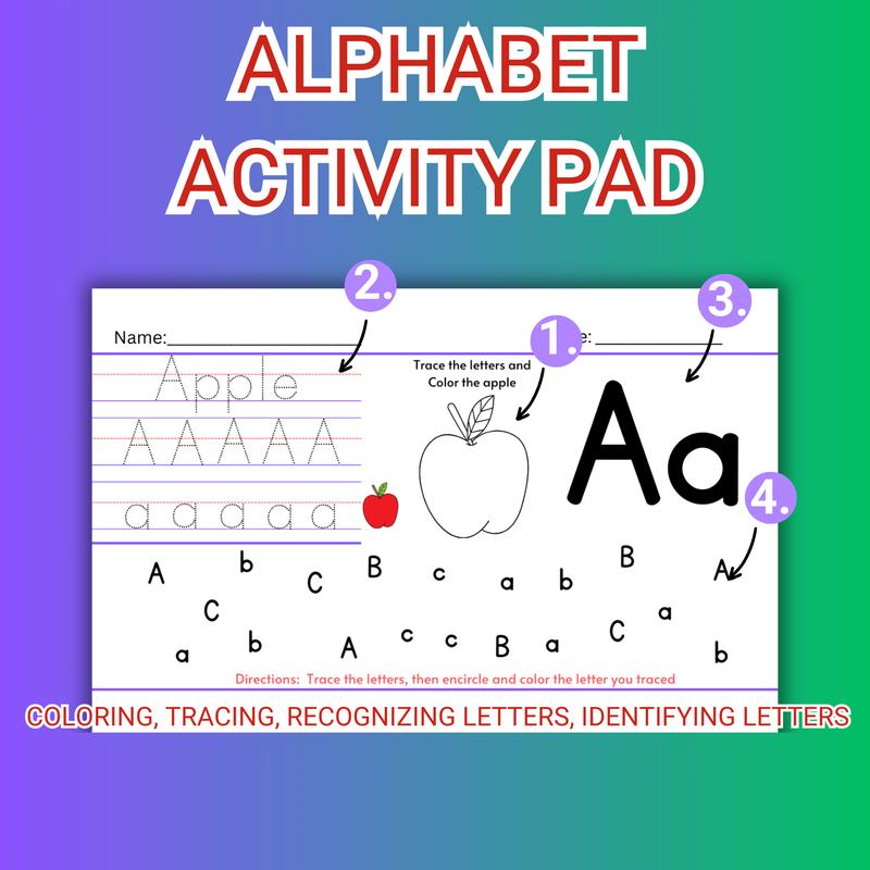Alphabet Activity Pad for Kids - Tracing, Coloring, and Identifying ...