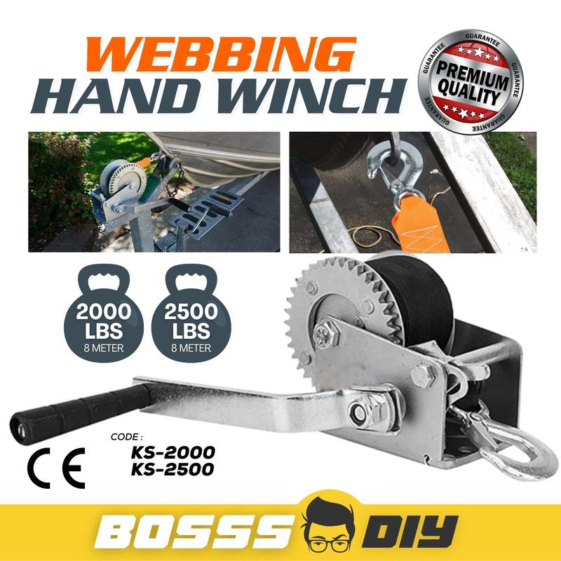 2000Lb / 2500Lb Heavy Duty Manual Webbing Hand Winch Crank Gear ...