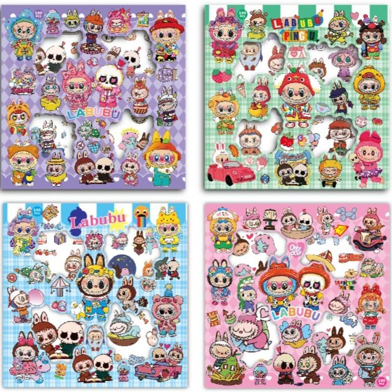 1 Box 100 Lembar Stiker Labubu 2D Sticker Sanrio 3D Motif Kartun - Shop ...