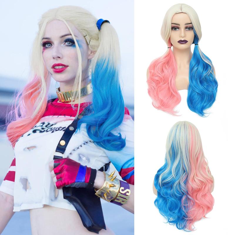 Rambut Palsu Kecerunan Merah Jambu dan Biru, Rambut Palsu Cosplay ...