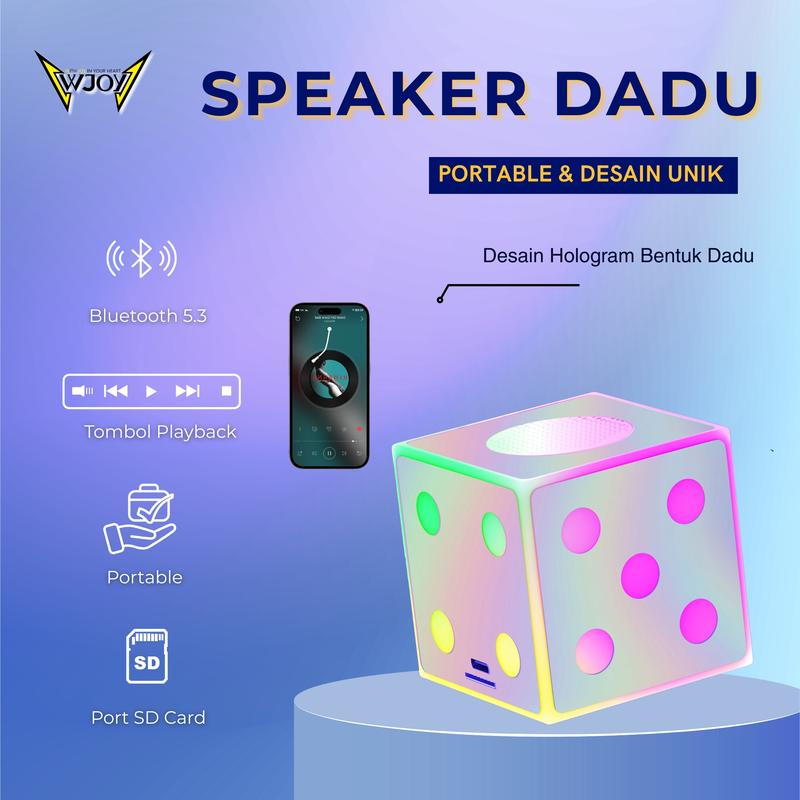 WJOY Speaker Bluetooth Mini Wireless Bentuk Dadu Dengan Stereo Bass ...