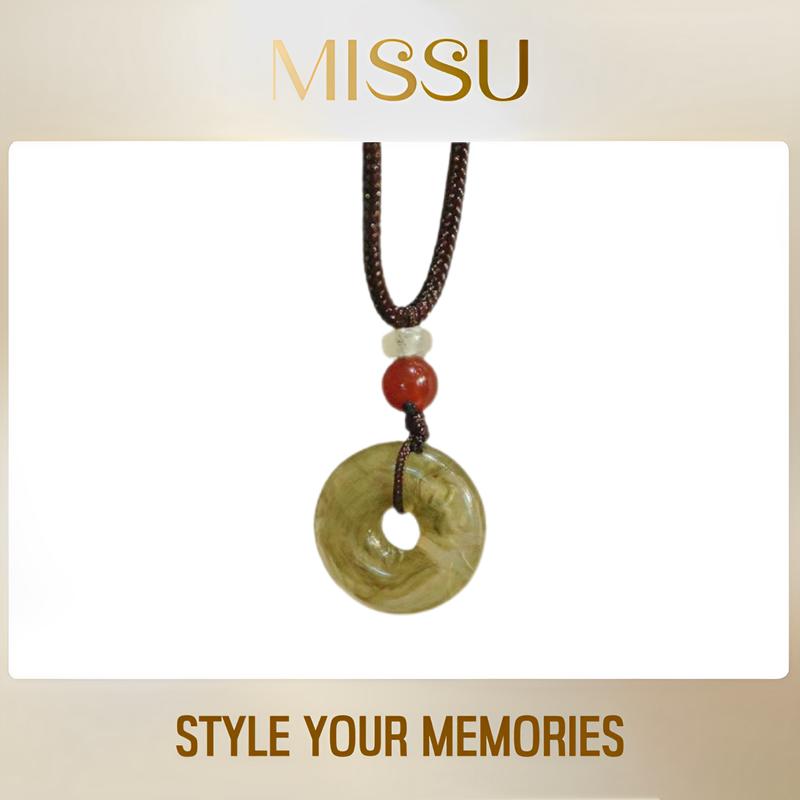 Missu Safe Buckle Pendant Circle Donut Natural Jade Necklace - TikTok ...