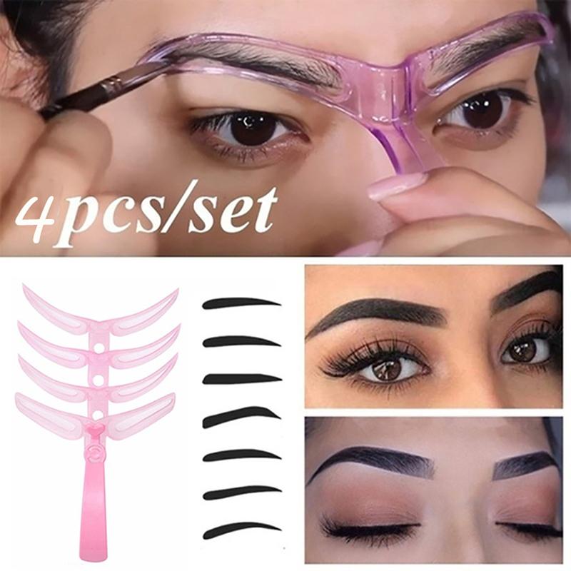 4 in1 Eyebrow Mold Eyebrow Stencils Reusable Design Eyebrow Grooming ...