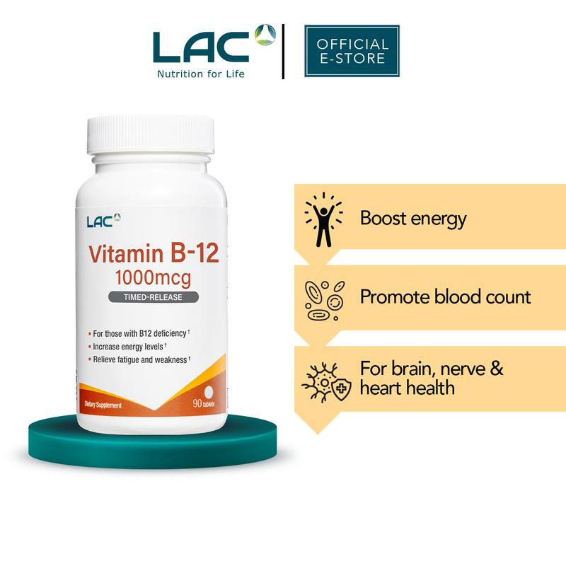 LAC Vitamin B-12 1000mcg Timed-Release (90 tablets) - red blood ...