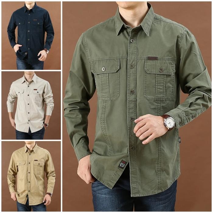 Promo DoubleD Kemeja Tactikal Lapangan Pria Polos Outdoor Terbaru ...