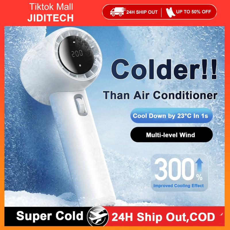 Jiditech Mini Fan Rechargeable Refrigeration Handheld Fan Strong ...