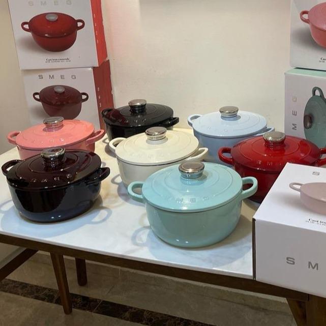 SMEG Double ear Enamel Cast Iron Soup Pot 24cm Household Large - TikTok ...
