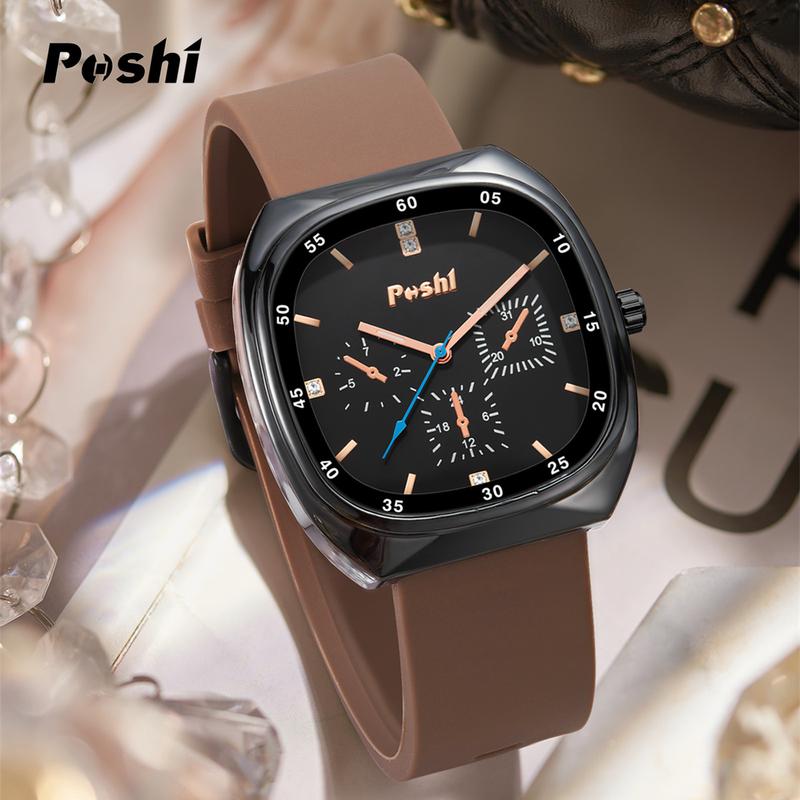Original POSHI Fashion Square Ladies Watches Luminous Waterproof ...