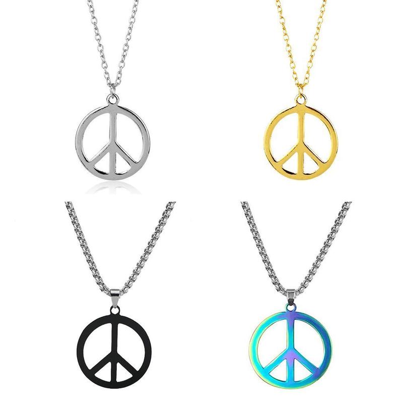 1 Pc Retro Peace Sign Symbol Pendant Beads Chain Necklace T3U8 - TikTok ...