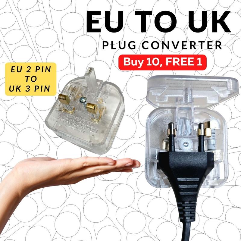 (EU TO UK | FUSED) Transparent EURO 2 Pin Plug Converter / E - TikTok ...