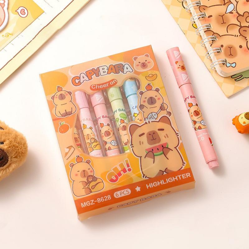 6Pcs/set Kawaii Cartoon Capybara Marker Pen Children's Drawing - TikTok ...