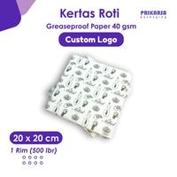 Jual Greaseproof paper - Kertas Roti - Custom Logo - 20 X 20 CM - 2 rim ...