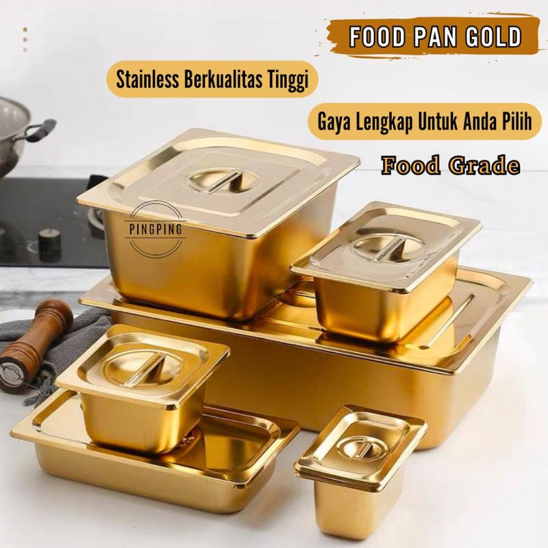 Food pan Stainless Gold / Food pan wadah makanan stainless Steel ...