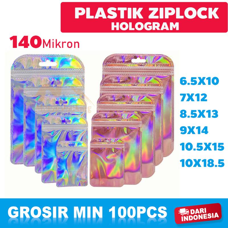 100PCS Plastik Ziplock Hologram| Plastik Klip Ziplock| Plastik OPP ...