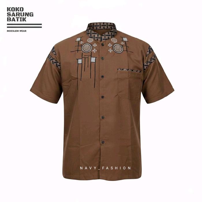 Promo Koko Lengan Pendek Dewasa/Baju Koko Baju Bordir Kombinasi Batik ...
