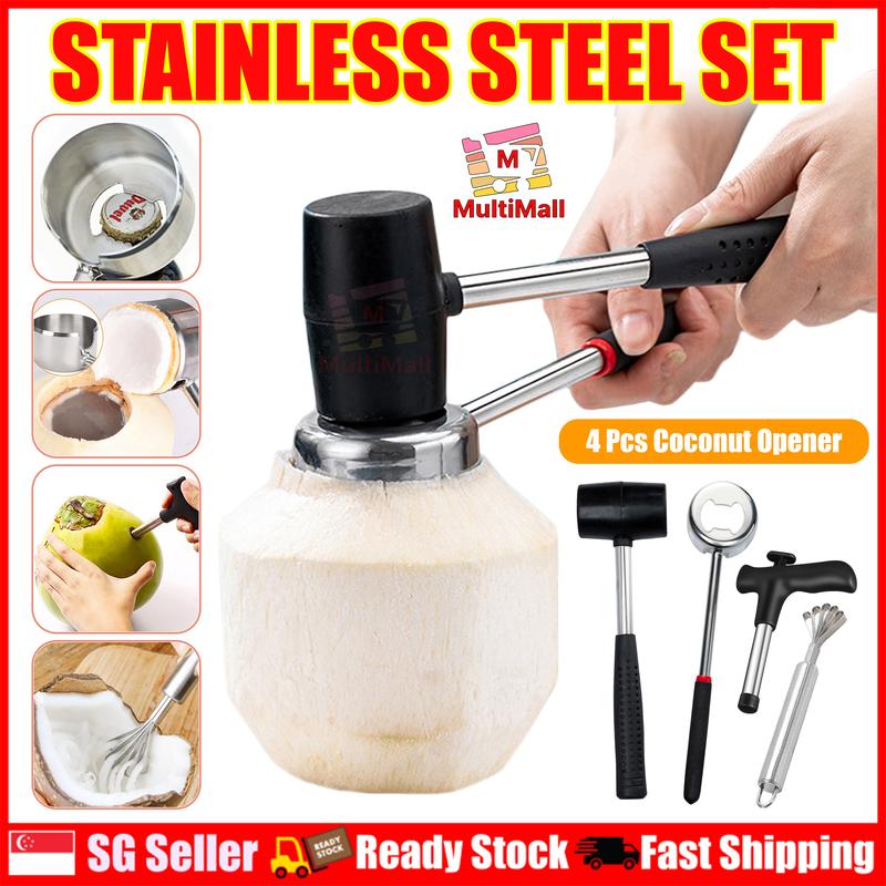 3pcs Coconut Opener Set|Coconut Scraper| Stainless Steel Coconut ...