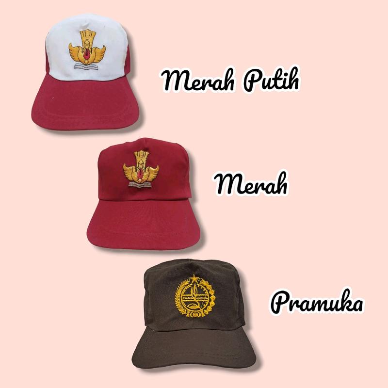 Topi Sekolah Anak SD Merah Putih Merah Pramuka - Shop | Tokopedia