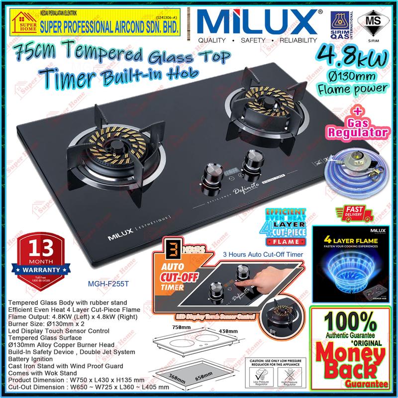 Milux Built-in Hob MGH-F255T Digital Timer Tempered Glass Built-in ...