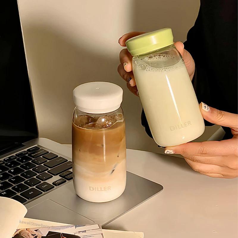 Cute Korean Water Bottle Travel Tritan Cold Coffee Tea Milk Juice ...
