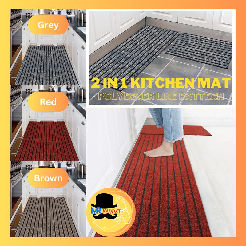 Mr. Karpet 1 Set [2 in 1] Line Pattern Polyester Kitchen Mat - TikTok ...