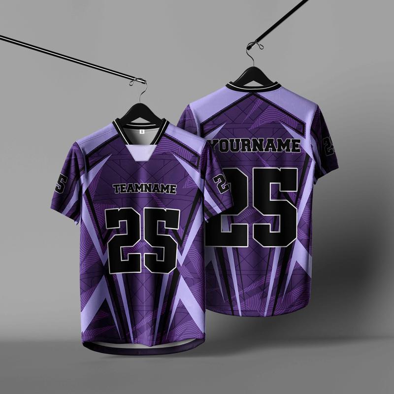 Jersi Ungu, Edisi NFL 2025, Baju-T Lelaki, Kolar Retro, Pewarna ...