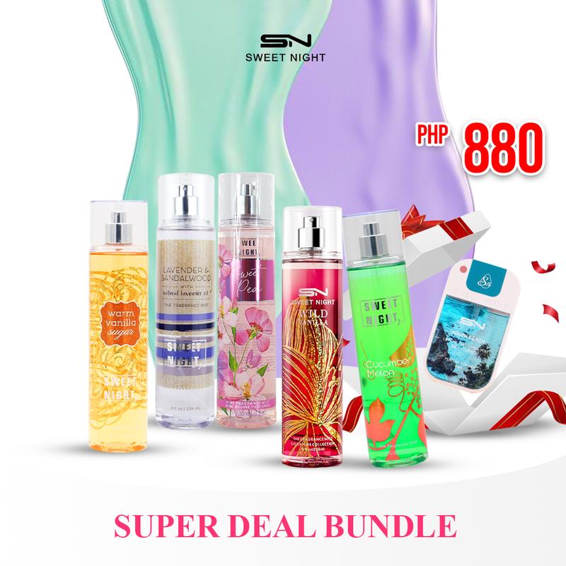 SN Sweet Night Super Deal Bundle -5pcs of 236ML Body Mist - TikTok Shop ...