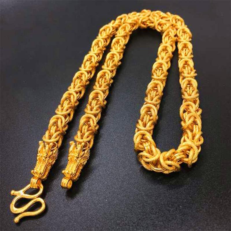 Men Gold Plated Unique Twist Double Loong Head Clasp Necklac - TikTok ...